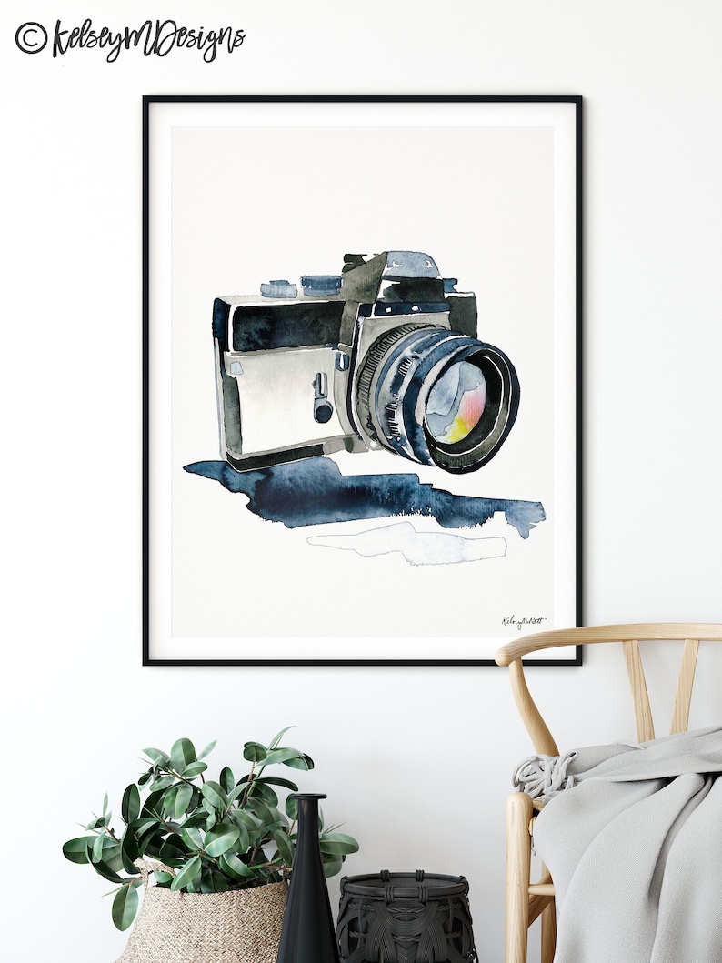 Vintage Camera Print Camera Watercolor Painting Vintage | Etsy