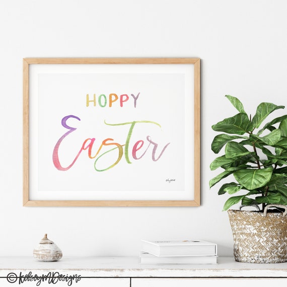 Hoppy Easter Wall Art Spring Sign Farmhouse Easter Home | Etsy