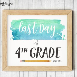 First Day of Fourth Grade Printable Sign, First Day of School Sign, 4th ...