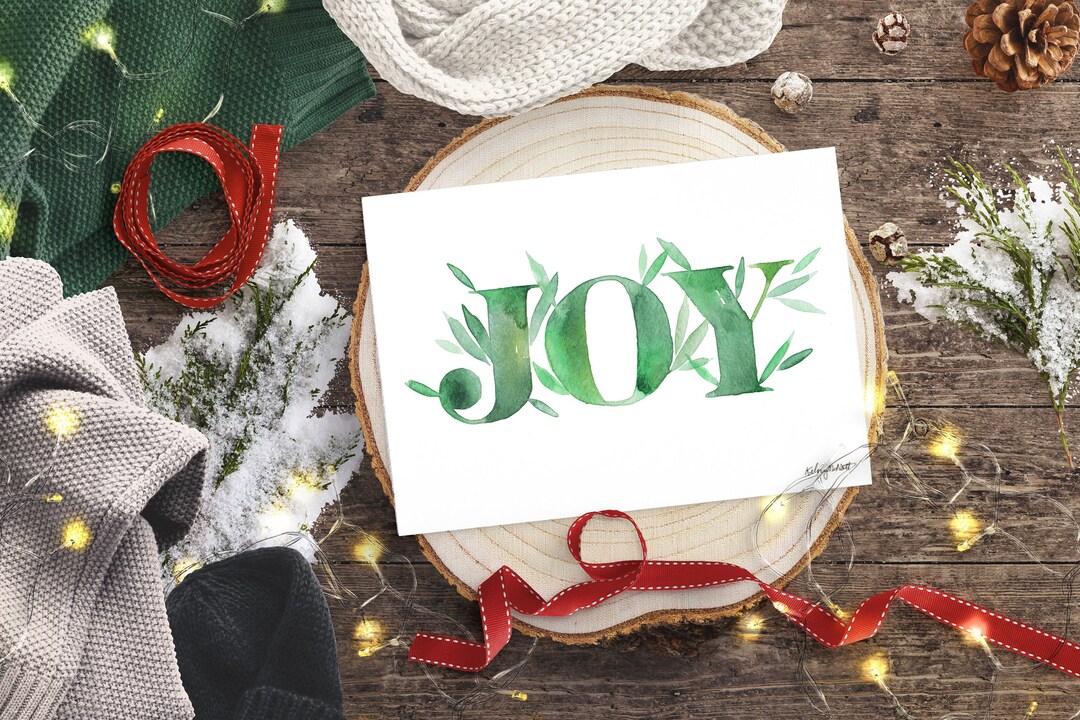 Joy Christmas Print, Holiday Decor, Joy Christmas Art Print, Watercolor ...