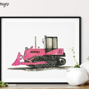 Set of 3 Pink Construction Vehicle Prints, Kids Gallery Wall Art, Girl ...