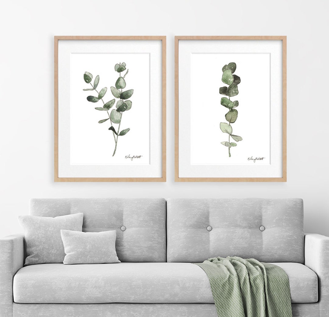 Eucalyptus Watercolor Print Set of 2 Herb Watercolor Painting ...