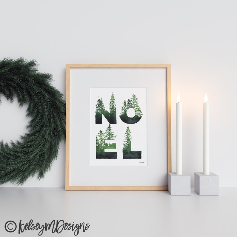 Noel Christmas Print, Holiday Decor, Christmas Tree Art Print ...
