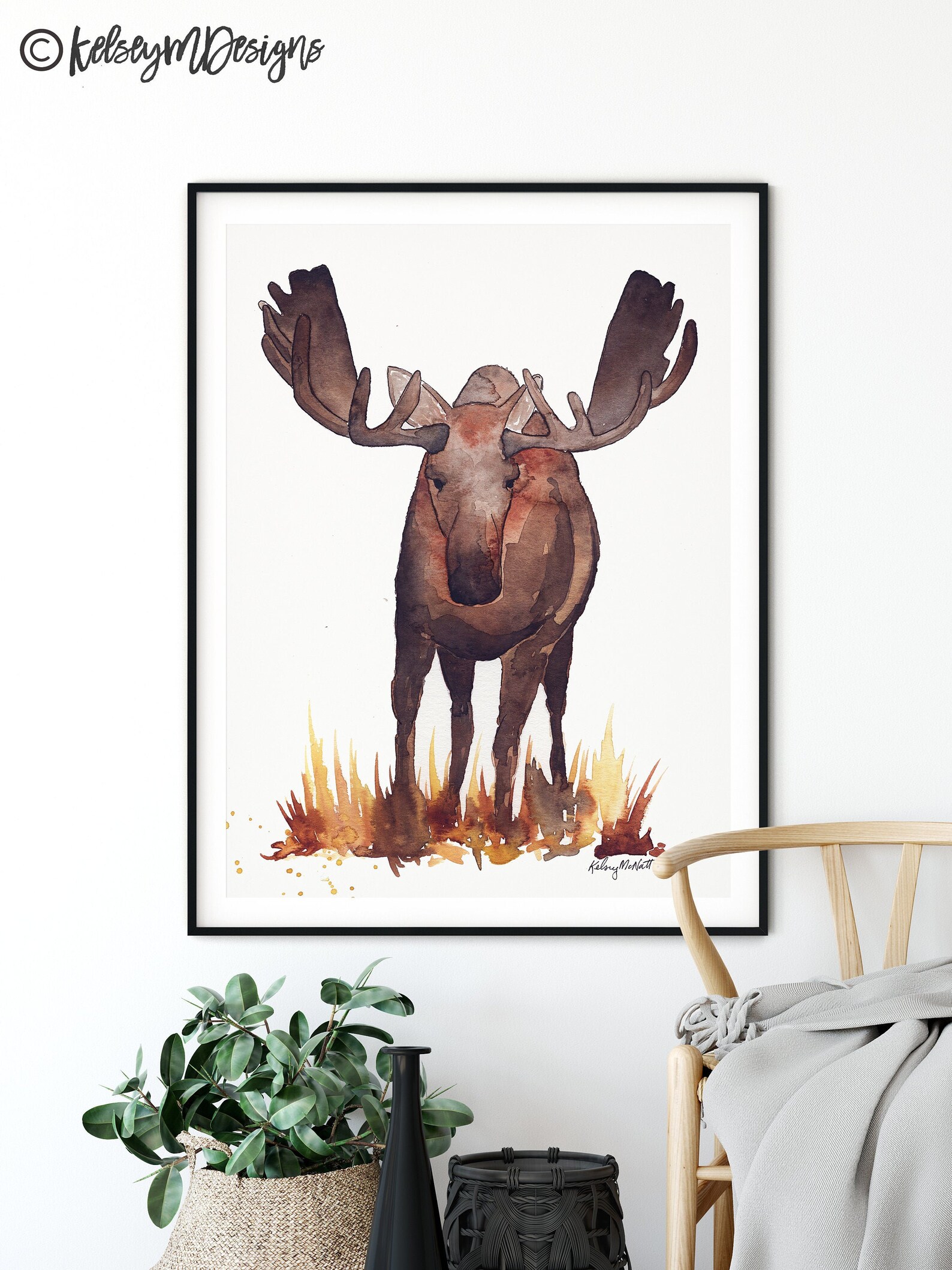 Moose Watercolor Nature Print Moose Art Moose Painting - Etsy