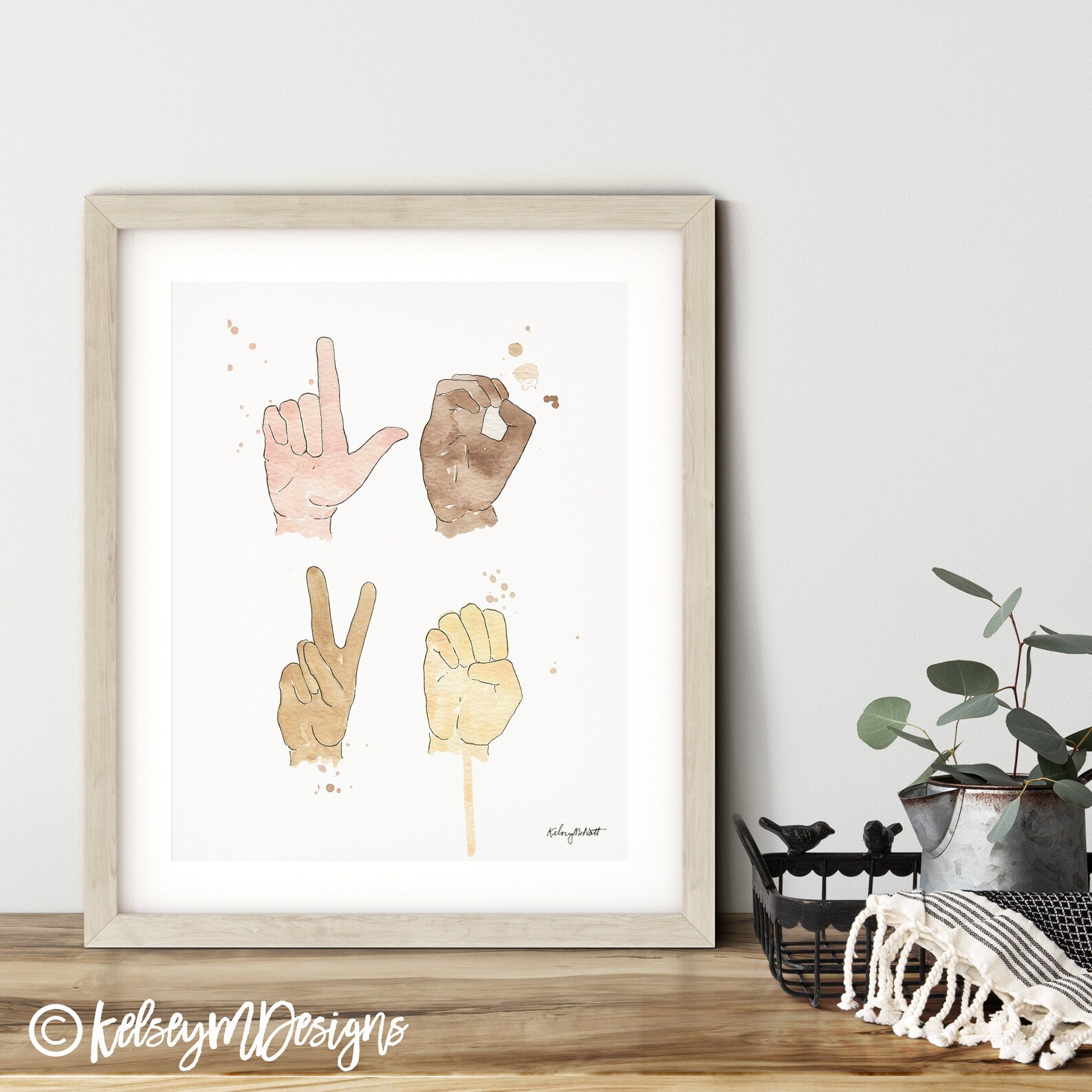 Love Sign Language Print ASL Love Art Skin Tones Art Print | Etsy