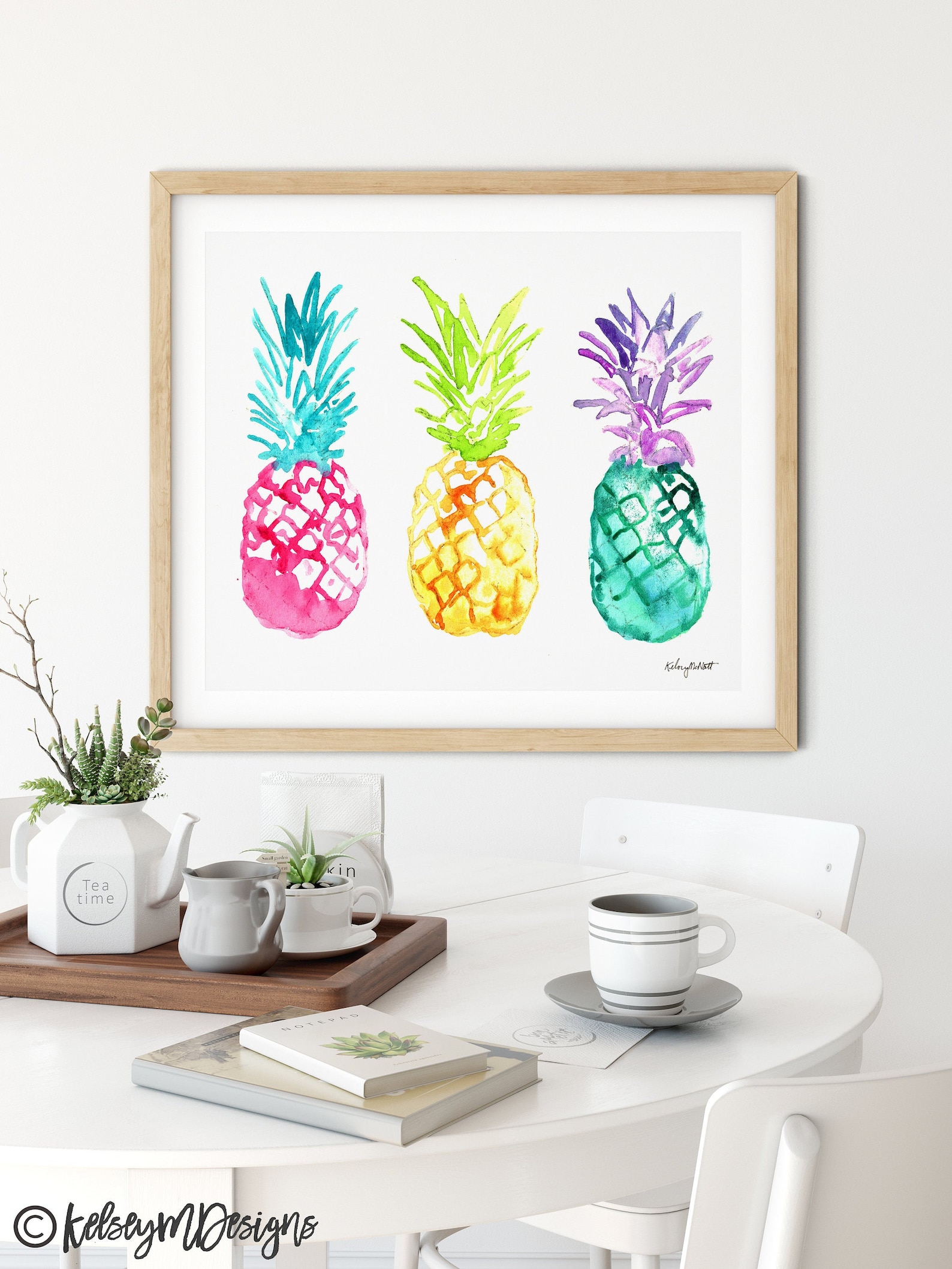 Pineapple Watercolor Painting Colorful Pineapple Wall Art - Etsy