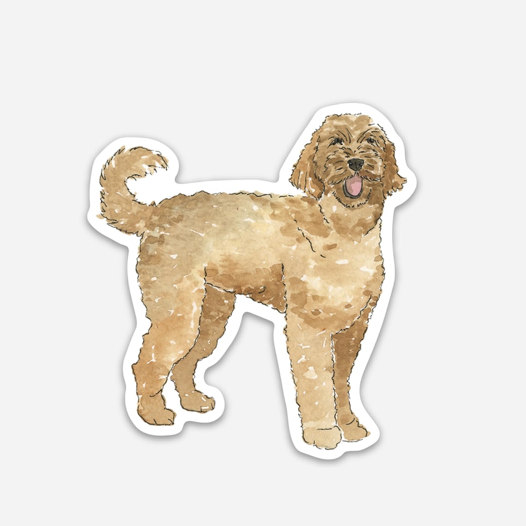 Goldendoodle Sticker, Watercolor Dog Sticker, Vinyl Sticker, Dog Lover ...
