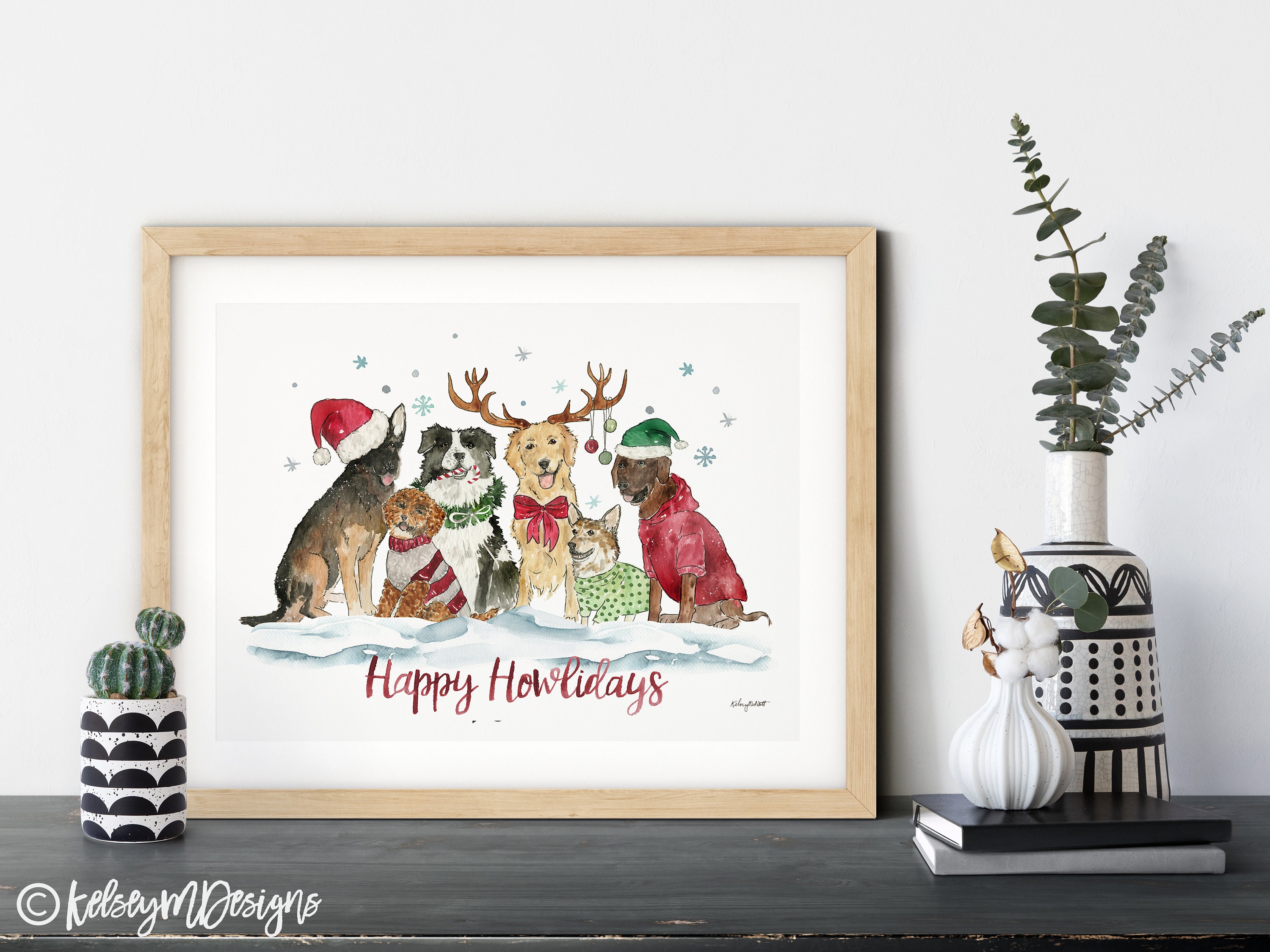 Christmas Dog Wall Art Happy Howlidays Holiday Dog Decor - Etsy