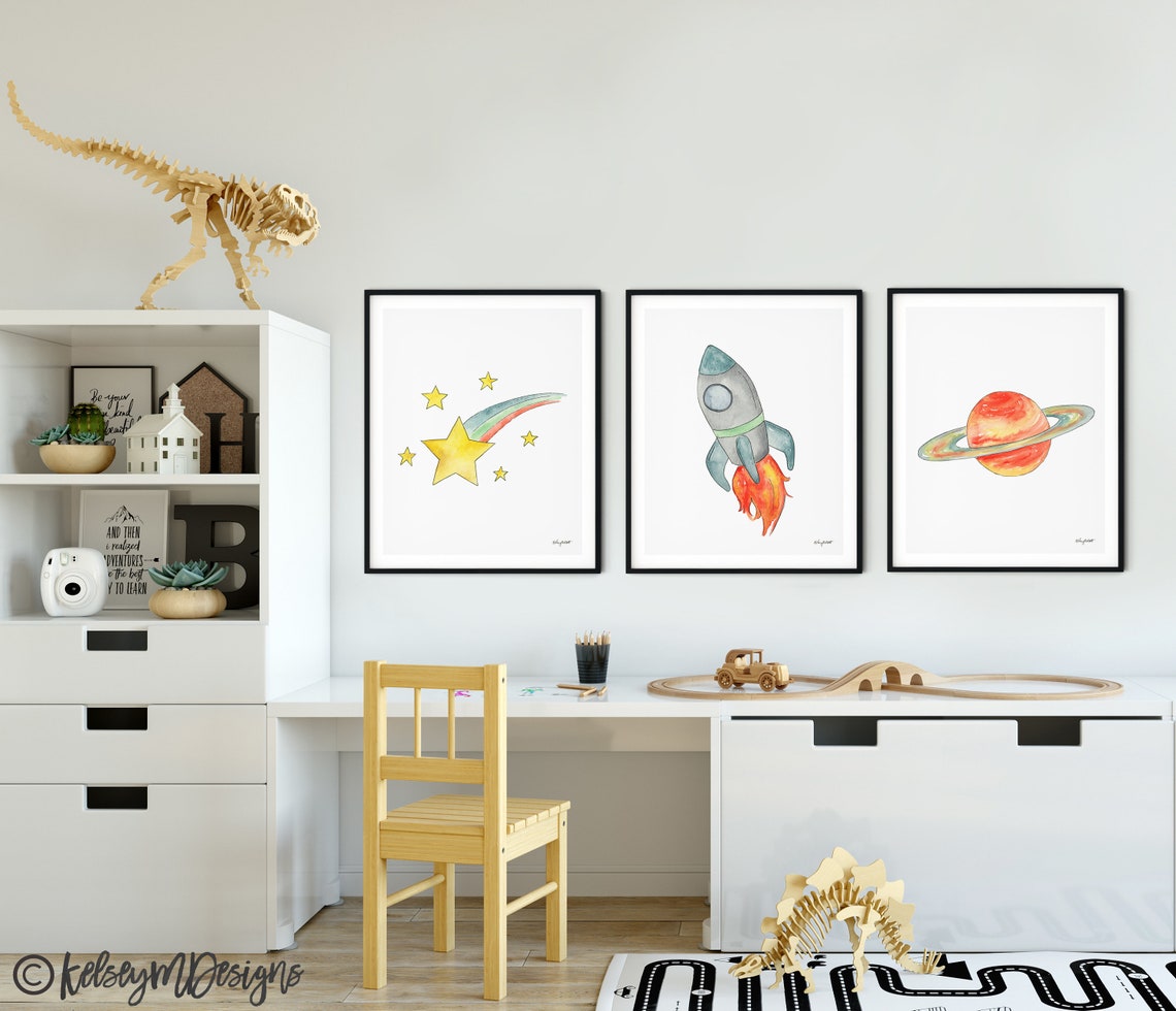 Set of 3 Space Prints Outer Space Decor Shooting Star | Etsy