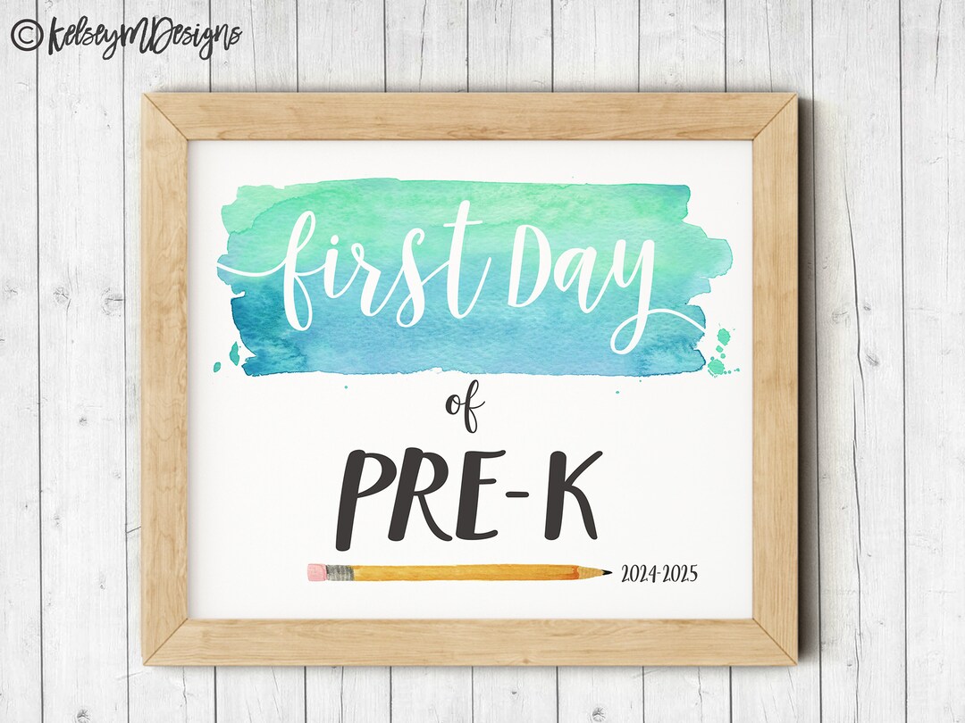 First Day of Pre-k Printable Sign, First Day of School Sign, Teacher ...