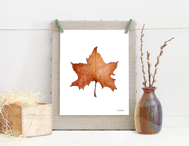 Maple Leaf Wall Art Fall Art Print Autumn Leaves Watercolor - Etsy