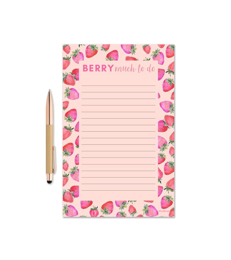 Berry Much to Do Notepad Watercolor Notepad Pink Strawberry - Etsy