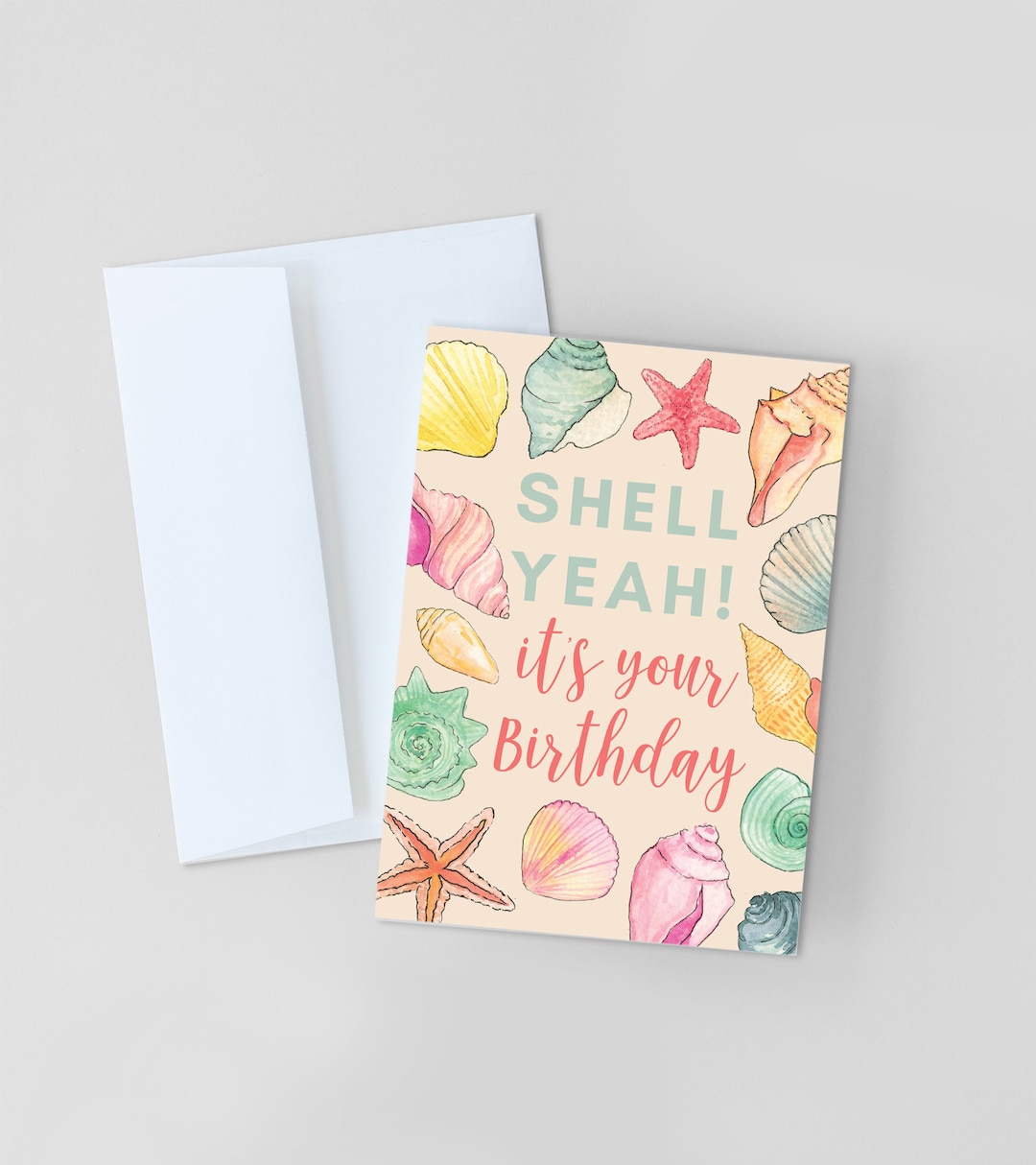 BIRTHDAY GREETING CARDS Shell Yeah It's Your Birthday - Etsy