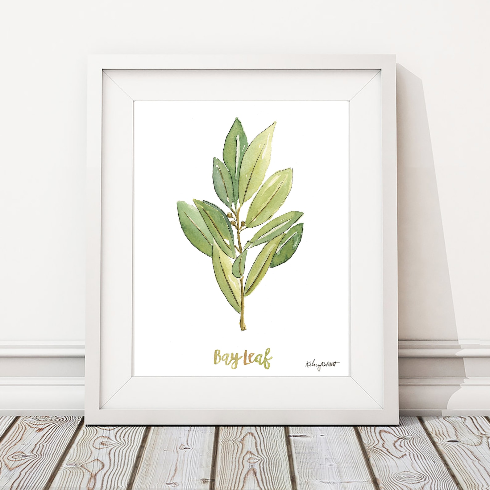 Watercolor Painting Bay Leaf Herb Print, Watercolor Wall Art ...