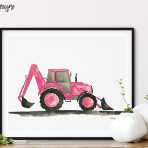 Set of 3 Pink Construction Vehicle Prints, Kids Gallery Wall Art, Girl ...
