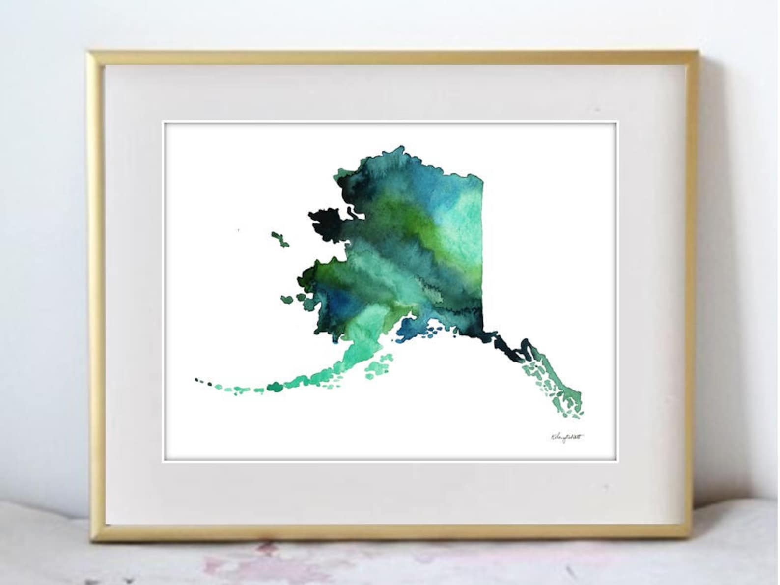 Alaska State Map Watercolor Print Alaska Wall Art Alaska Map - Etsy