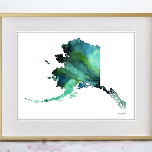Alaska State Map Watercolor Print, Alaska Wall Art, Alaska Map Poster ...