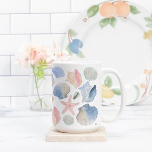 Sea Shells Coffee Mug, Coastal Coffee Mug, Summer Decor, 15 Oz Mug ...