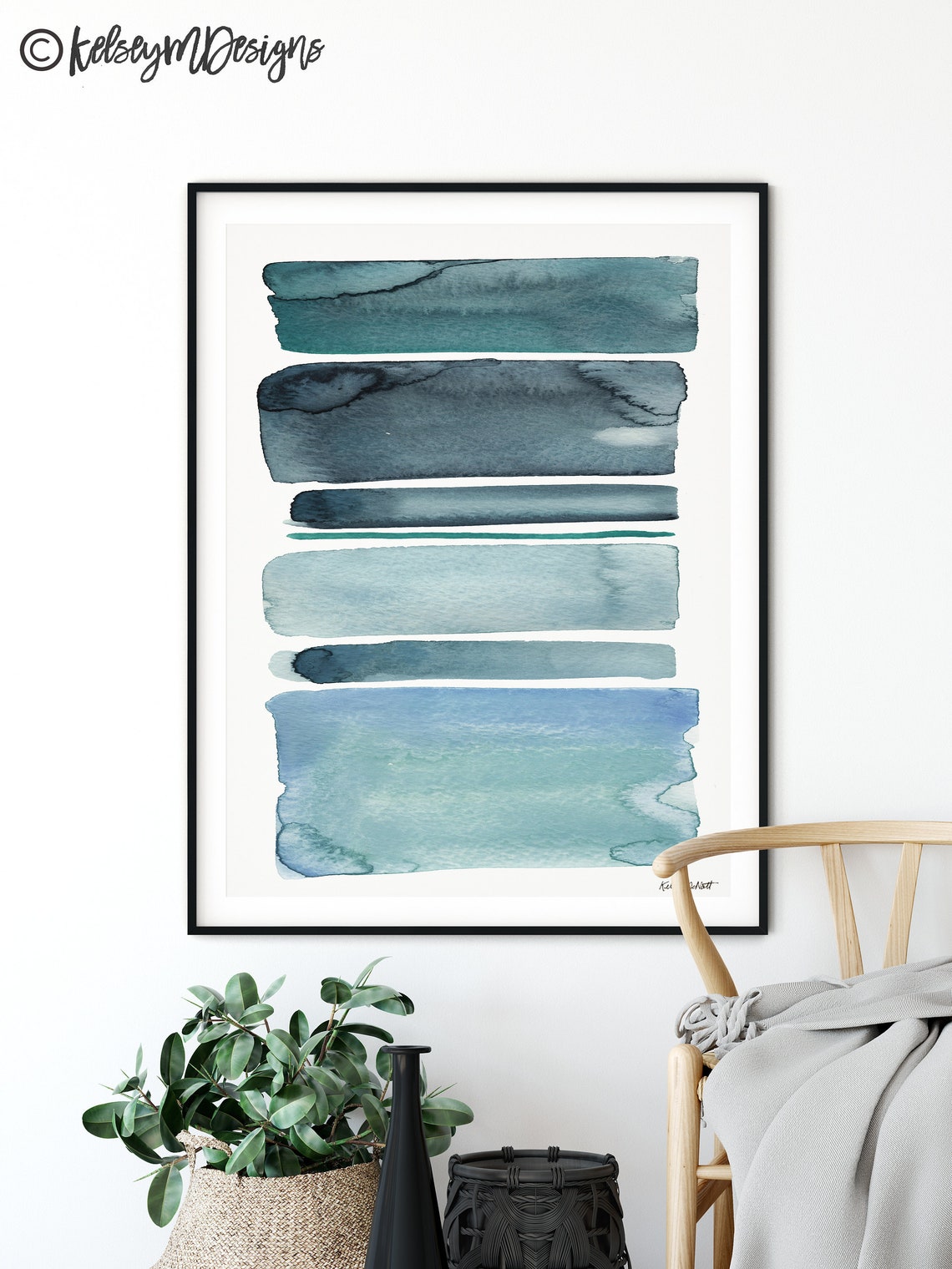 Abstract Painting, Blue Watercolor, Abstract Art Print, Abstract Wall ...