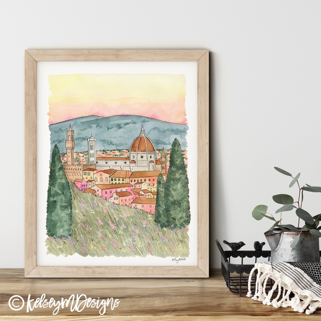 Florence Italy Wall Art, Watercolor Painting, Florence Duomo Painting ...