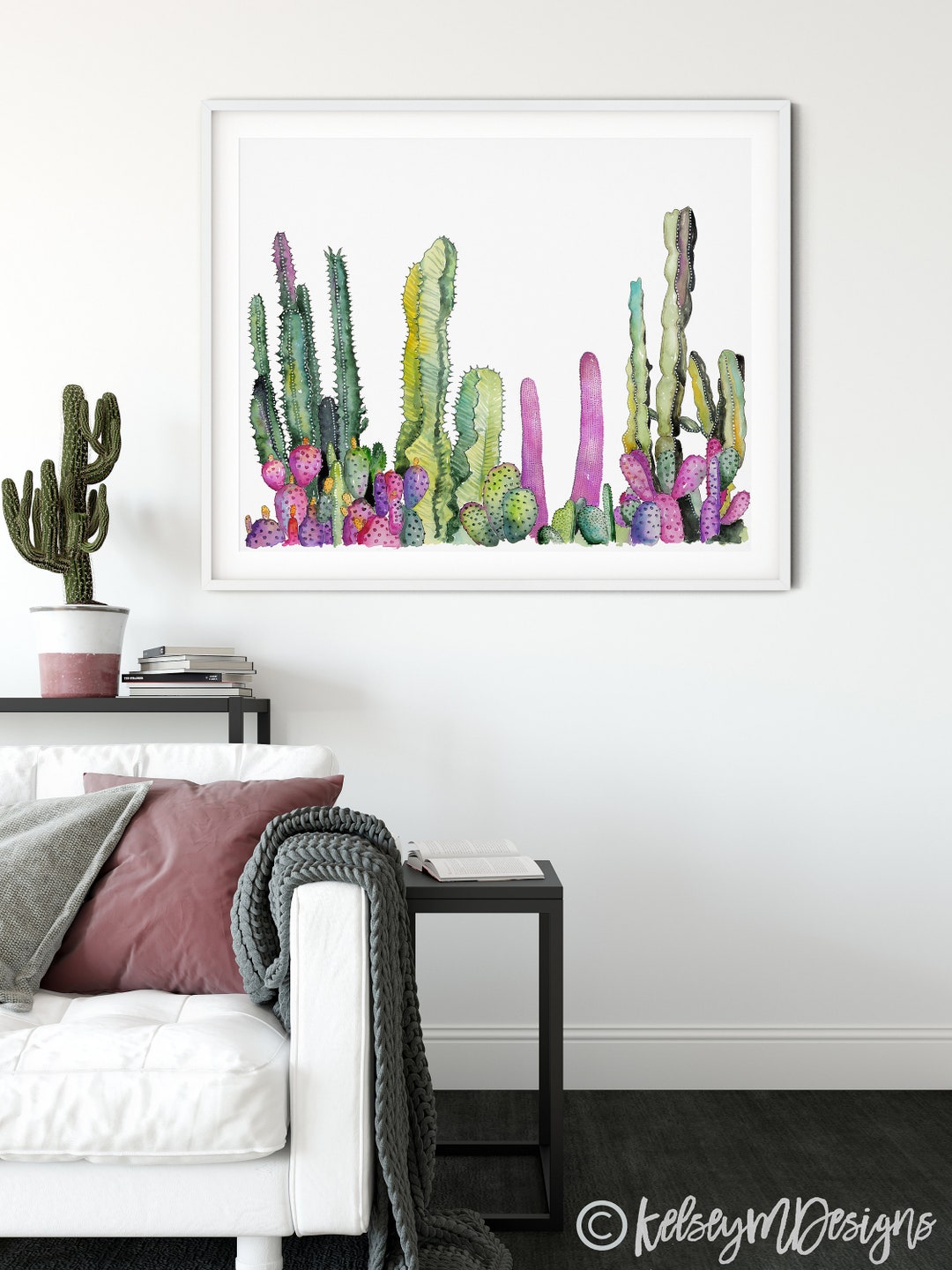 Cactus Watercolor Painting, Desert Home Decor, Boho Decor, Botanical ...