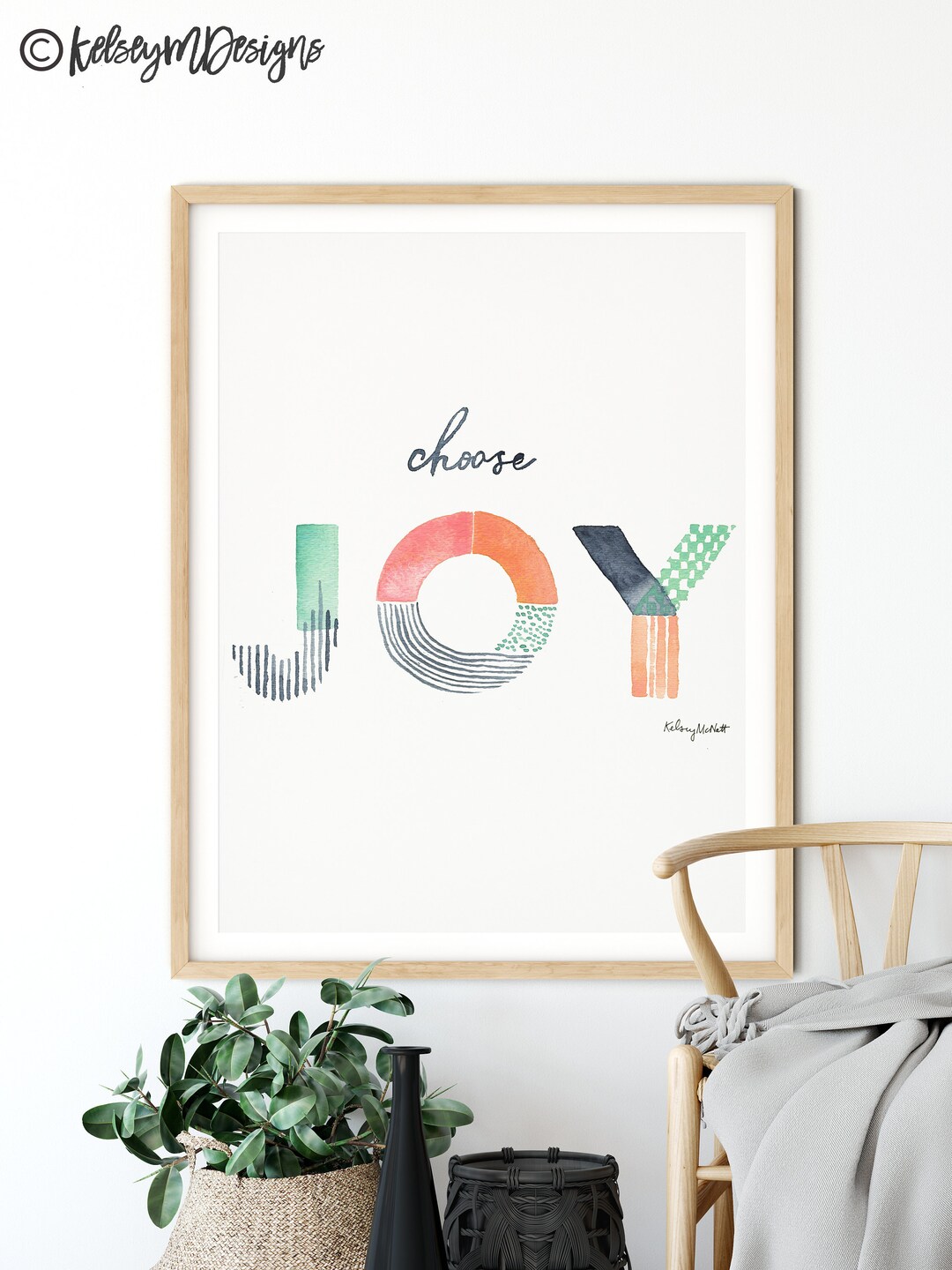 Choose Joy, Watercolor Painting Print, Home Decor, Inspirational Quote ...