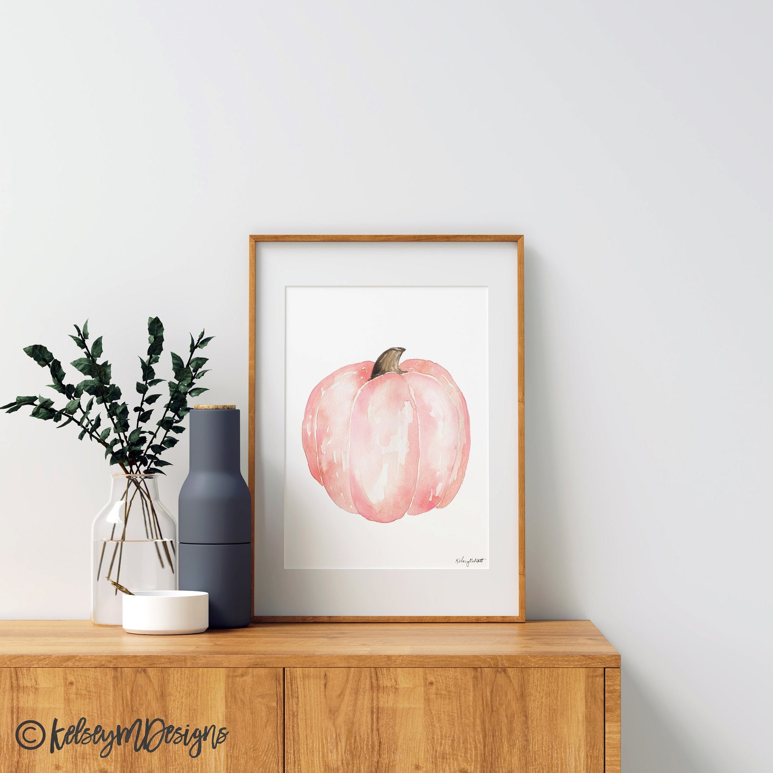 Pink Pumpkin Wall Art, Fall Pumpkin Art Print, Fall Farmhouse Decor ...