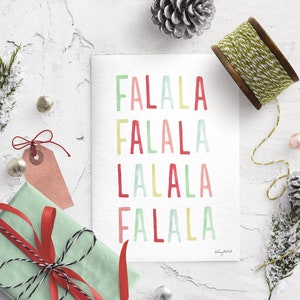 FA LA LA Colorful Holiday Wall Art, Watercolor Painting, Cheerful ...