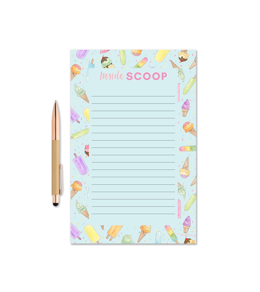 Inside Scoop Notepad, Watercolor Notepad, Ice Cream Notepad, Gift Idea ...