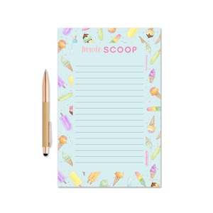 Inside Scoop Notepad, Watercolor Notepad, Ice Cream Notepad, Gift Idea ...