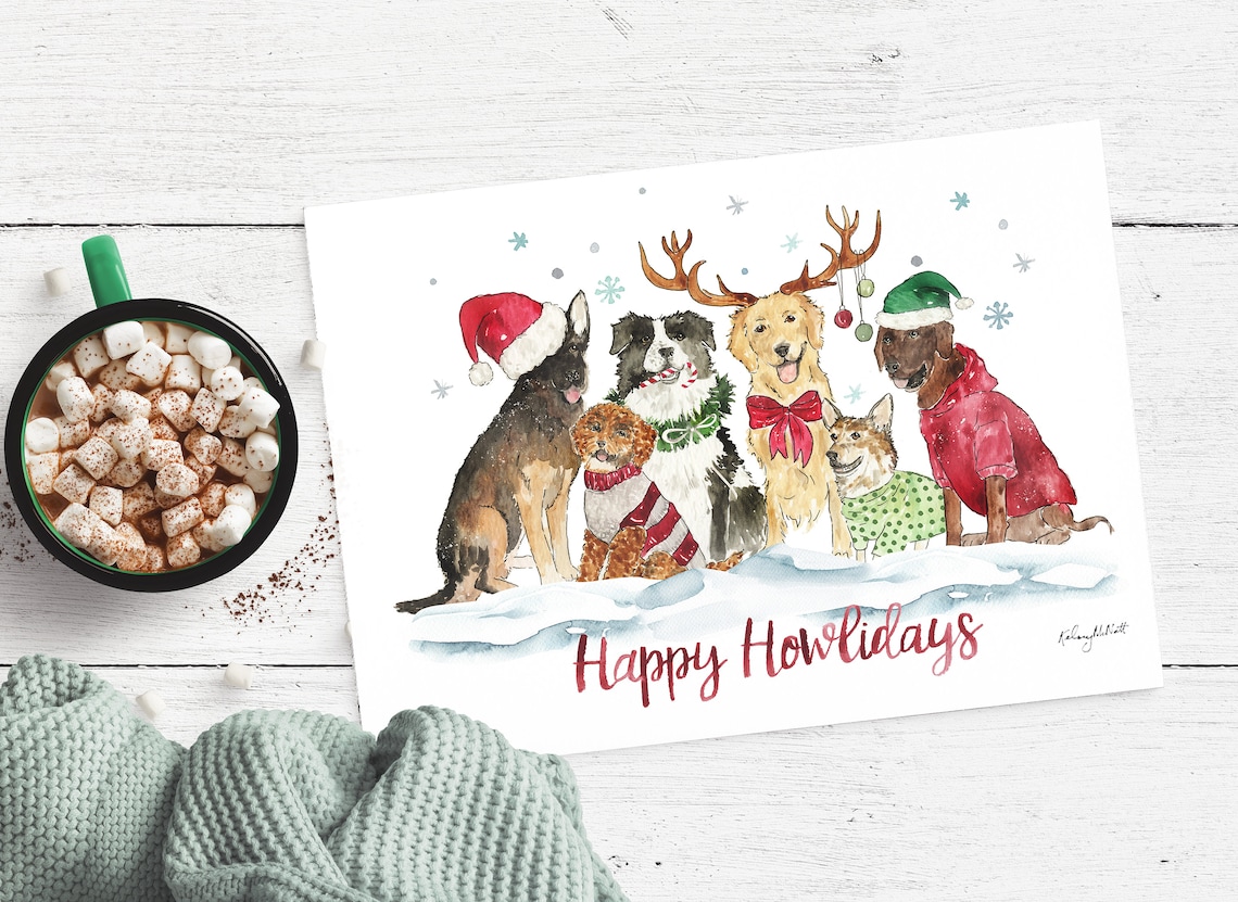 Christmas Dog Wall Art Happy Howlidays Holiday Dog Decor - Etsy