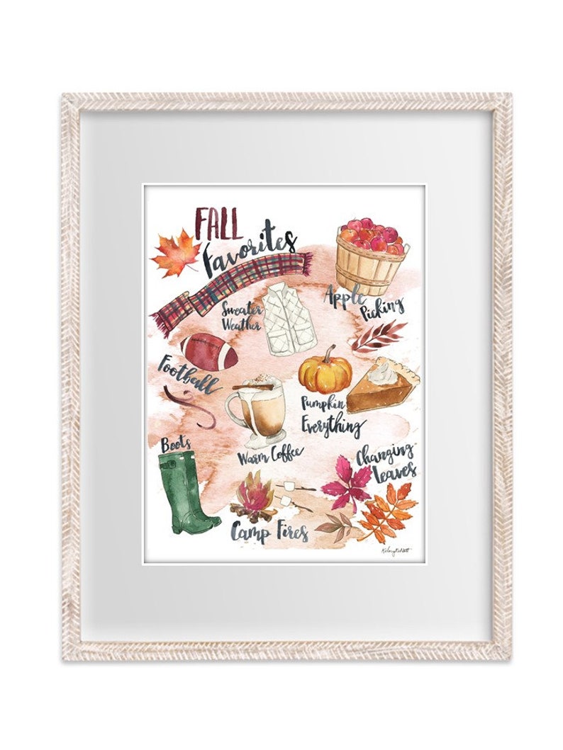 DIGITAL DOWNLOAD Fall Favorites Wall Art Fall Watercolor | Etsy