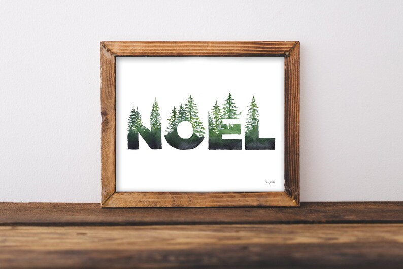 Noel Christmas Print, Pine Tree Holiday Decor, Christmas Tree Art Print ...
