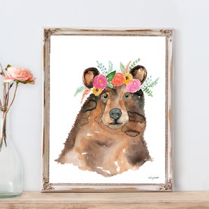 Set of 2 Animal Flower Crown Prints, Nursery Animal Prints, Baby ...
