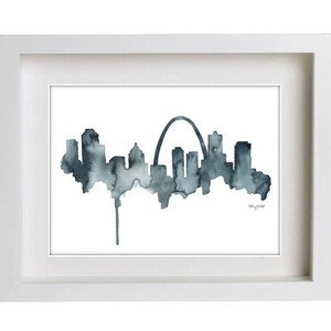 Saint Louis Skyline Print, Watercolor Painting, St Louis Cityscape Art ...