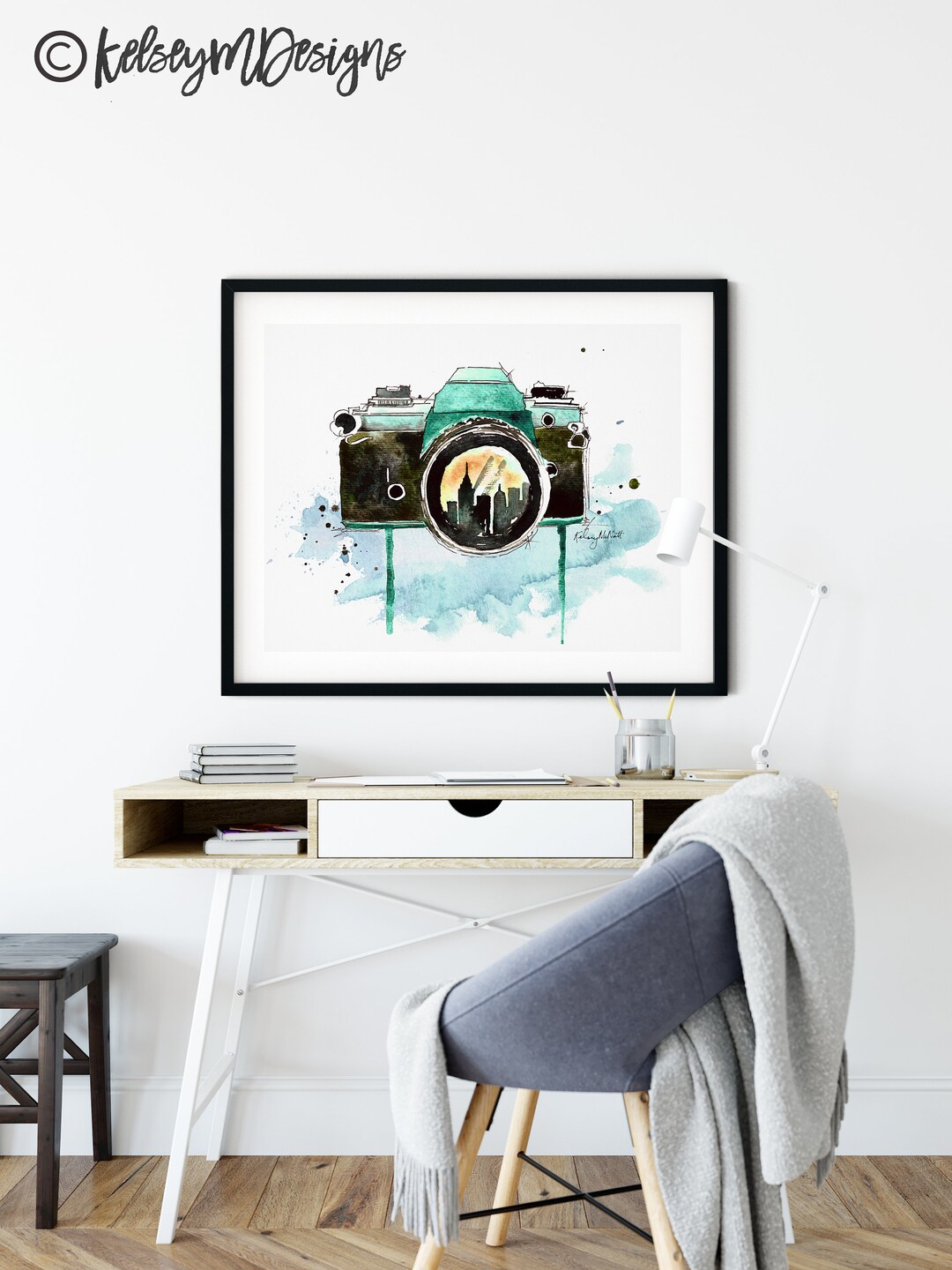 Camera Watercolor Painting Print, Photography Artwork, Photography Home ...