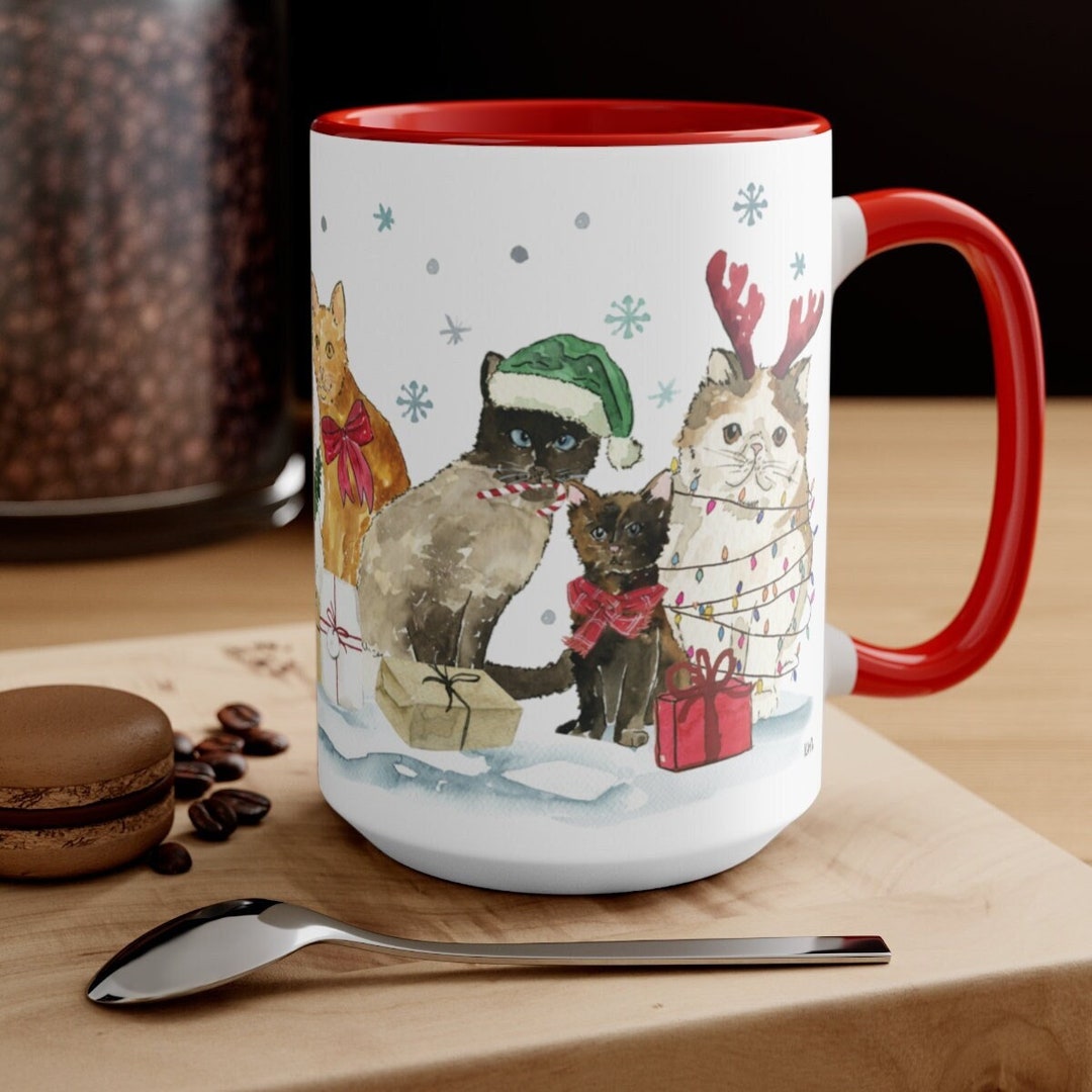 Holiday Cats Mug, Christmas Coffee Mug, Christmas Decor, 15 Oz Mug ...