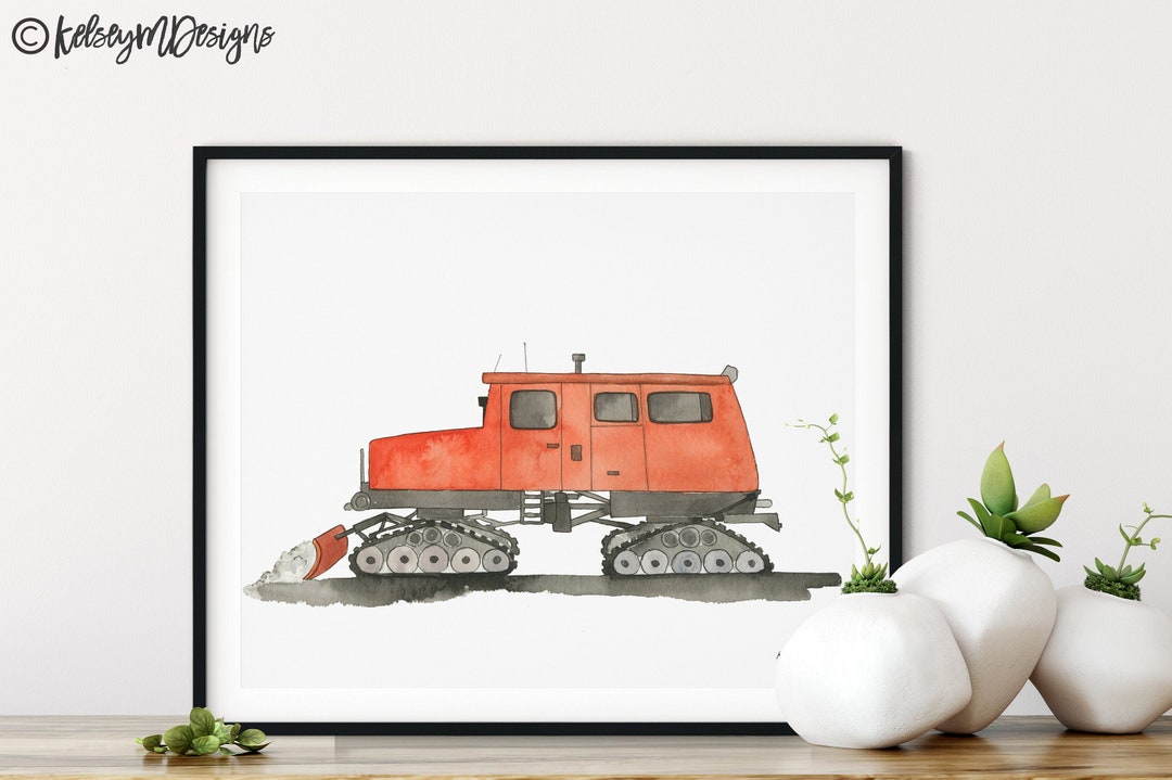 Snowcat Wall Art Construction Nursery Art Toddler Room - Etsy