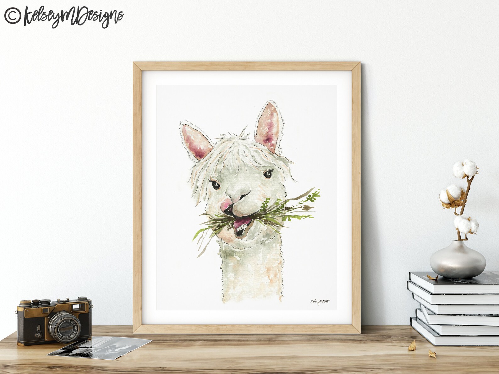 Llama Print Llama Wall Art Llama Eating Grass Watercolor | Etsy