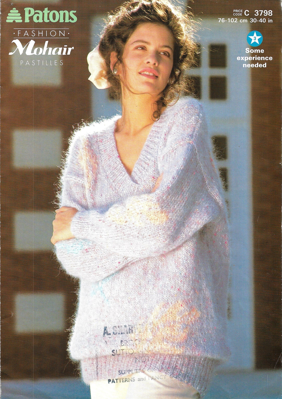 PDF Knitting Pattern by Patons 30-40 Inch Chest Chunky Mohair Jumper ...