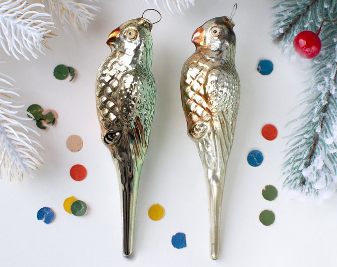 Vintage Parrot Bird Christmas Ornament, Soviet Xmas Tree Decor 50s USSR ...
