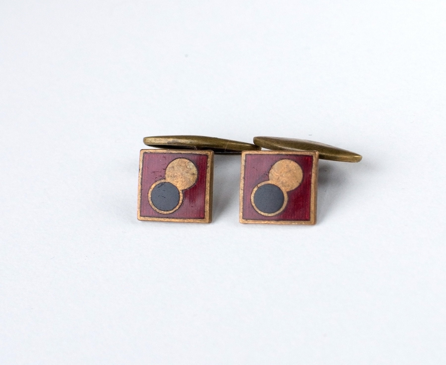 Vintage Soviet Cuff Links 50s-70s, Back Mark Enamel and Rhinestones ...