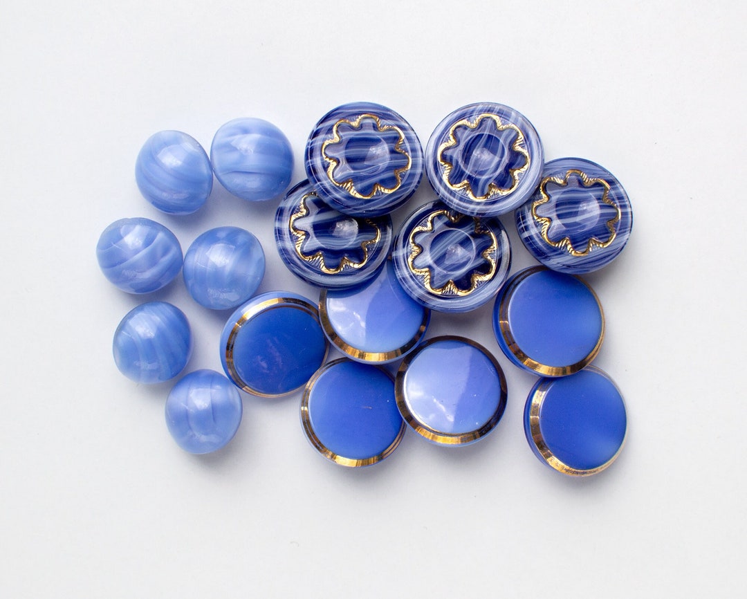 Vintage Stripe Art Glass Buttons, Czech Moonglow Glass Buttons 13 Mm ...
