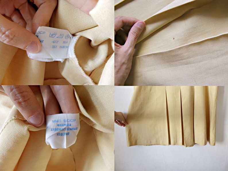 Vintage Linen Beige Dress 70s Soviet Era Women's - Etsy