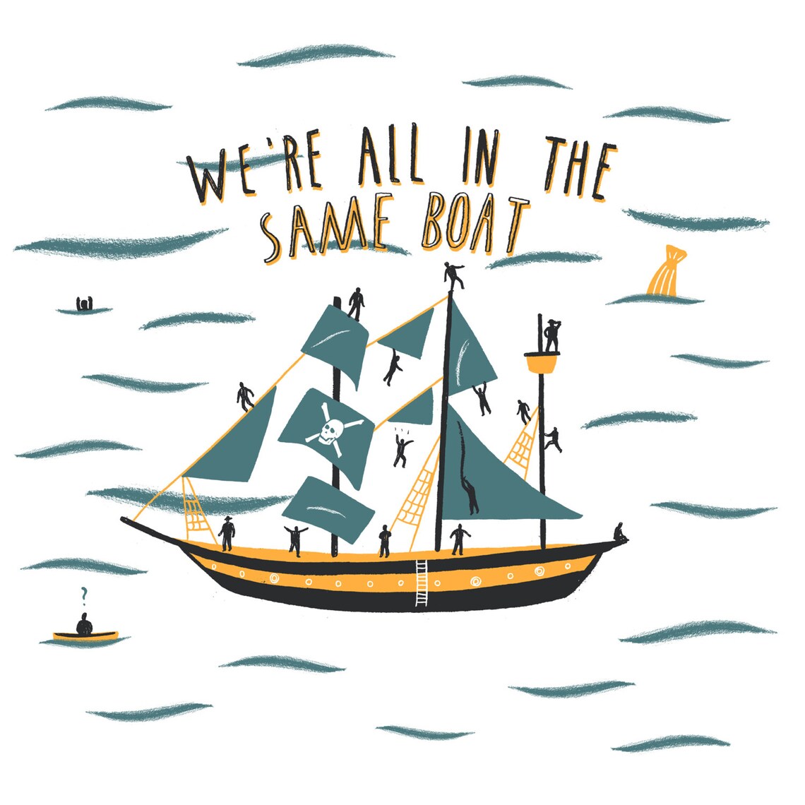 All in the Same Boat Illustrated Summer Print Ship Coast Sea - Etsy