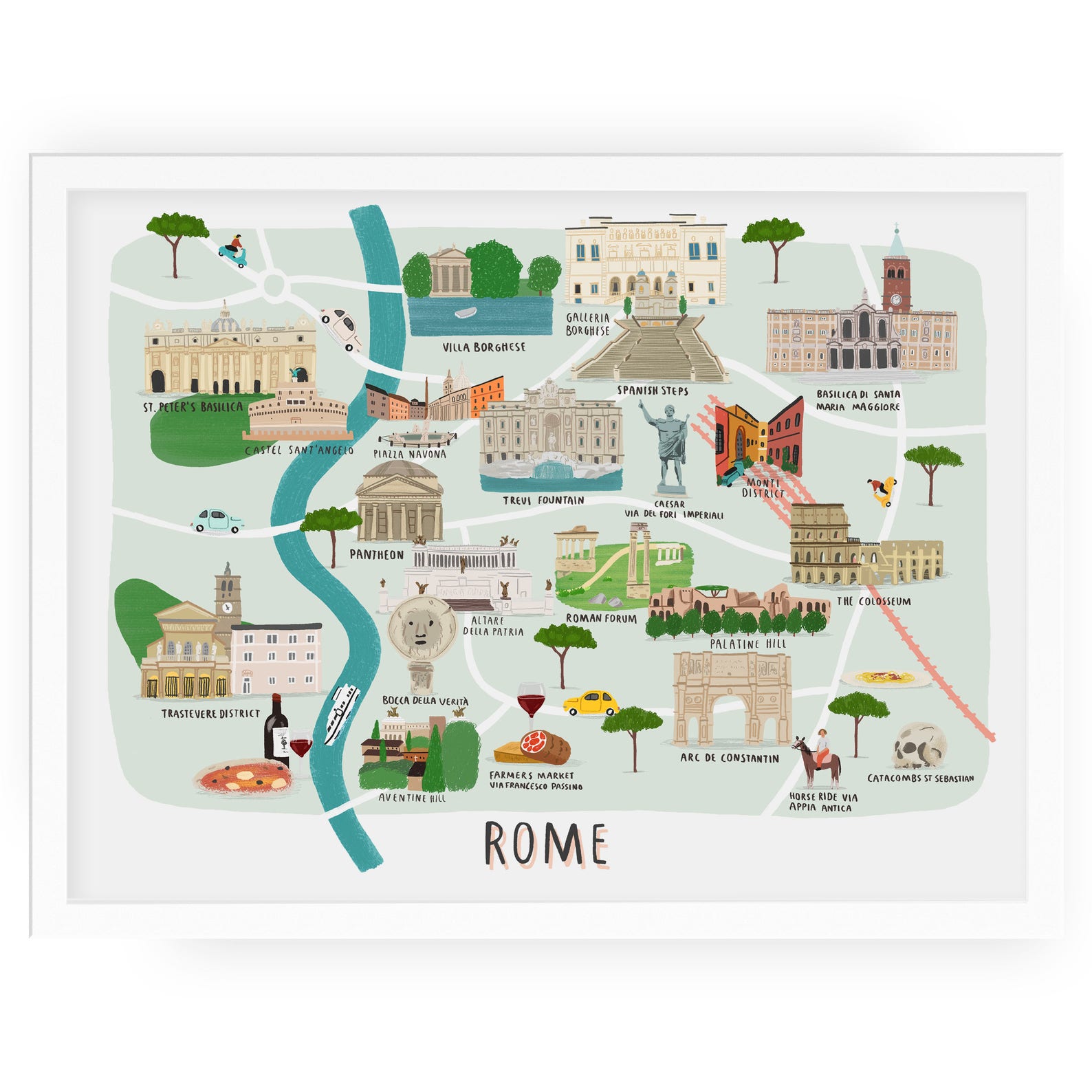 Rome Map Illustrated Print Map Print Illustration Rome Map - Etsy Australia