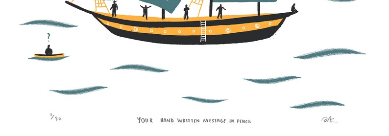 All in the Same Boat Illustrated Summer Print Ship Coast Sea - Etsy