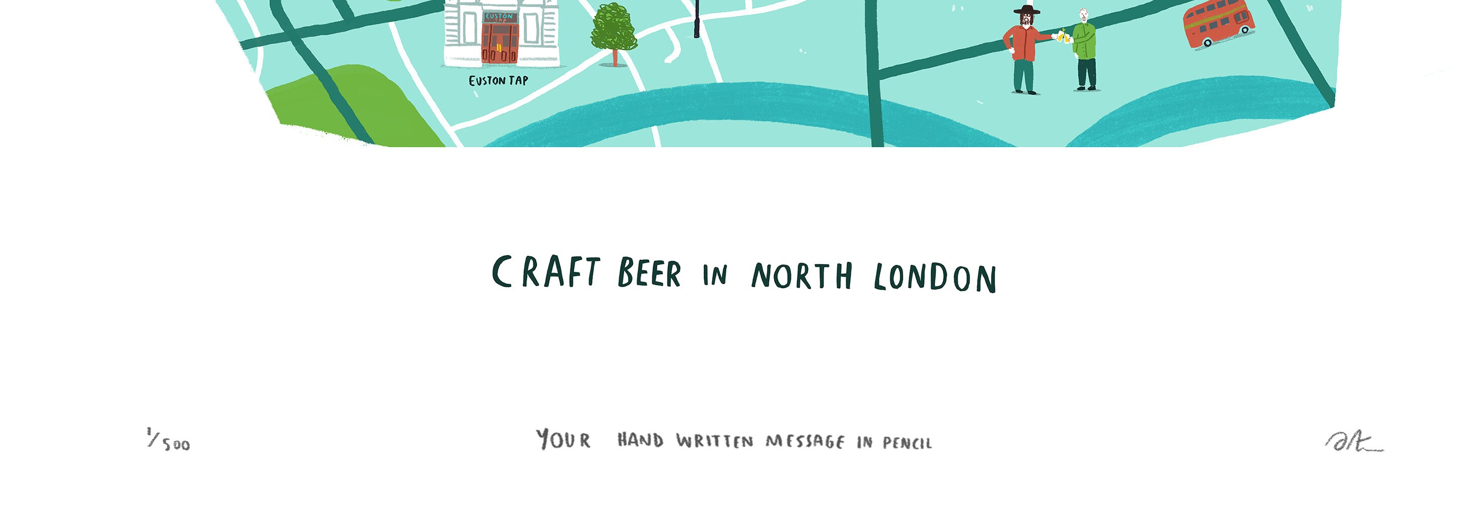 Craft Beer in North London Map Illustrated Print Map Print - Etsy