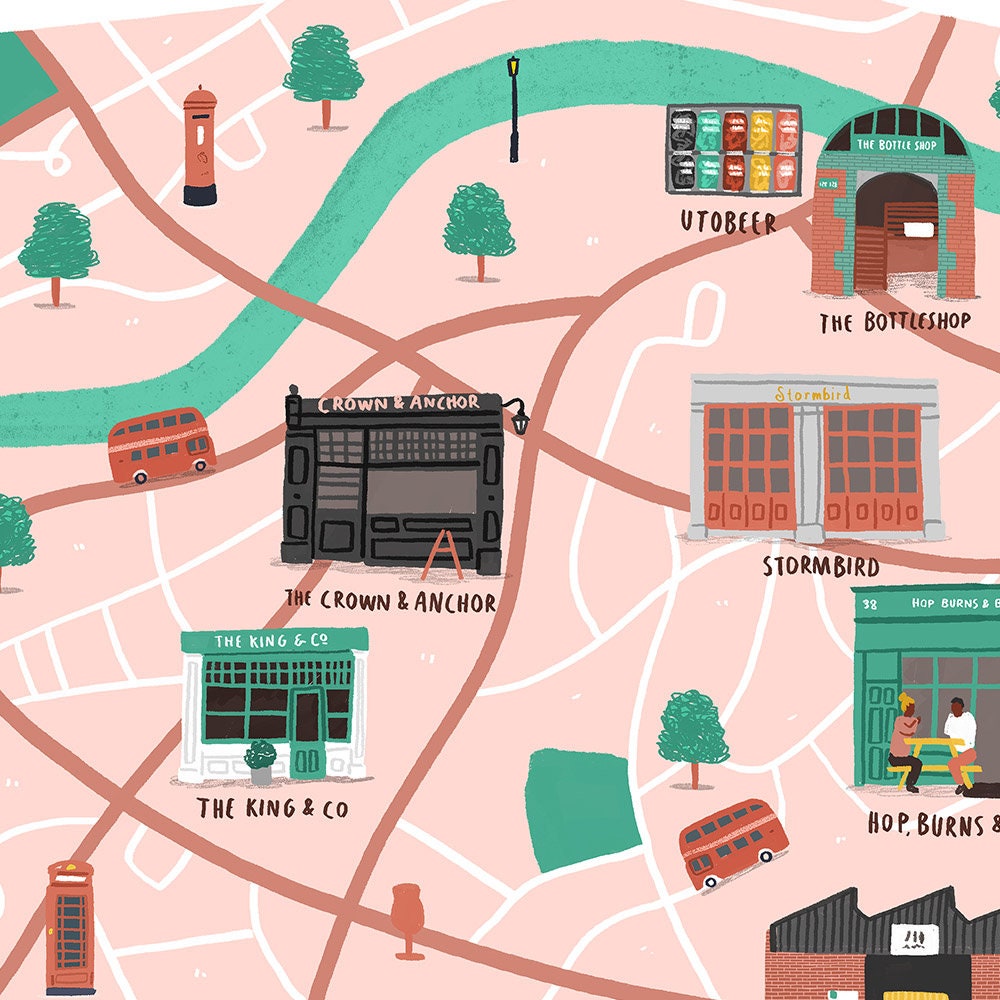 Craft Beer in South London Map Illustrated Print Map Print - Etsy