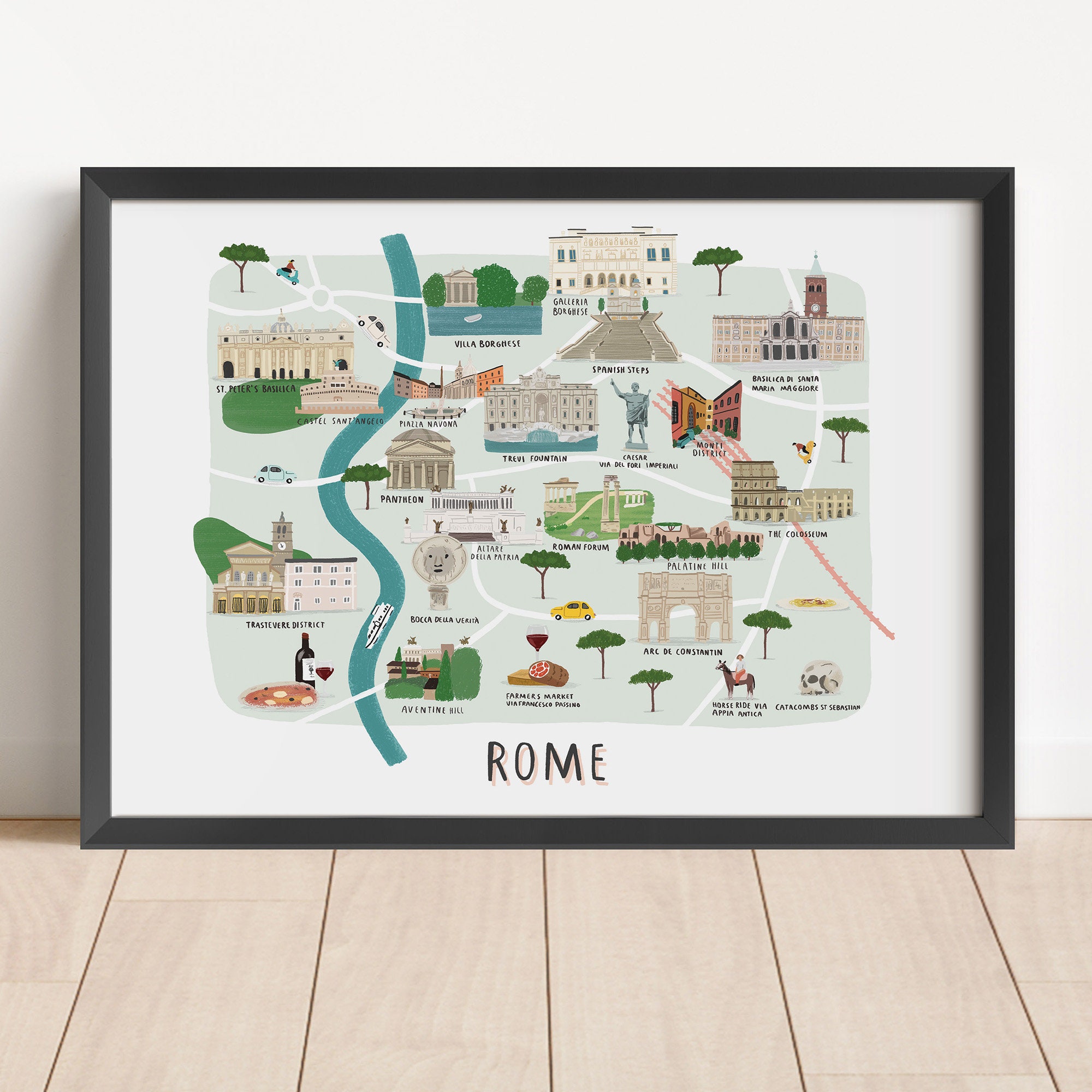 Rome Map Illustrated Print Map Print Illustration Rome Map - Etsy Australia